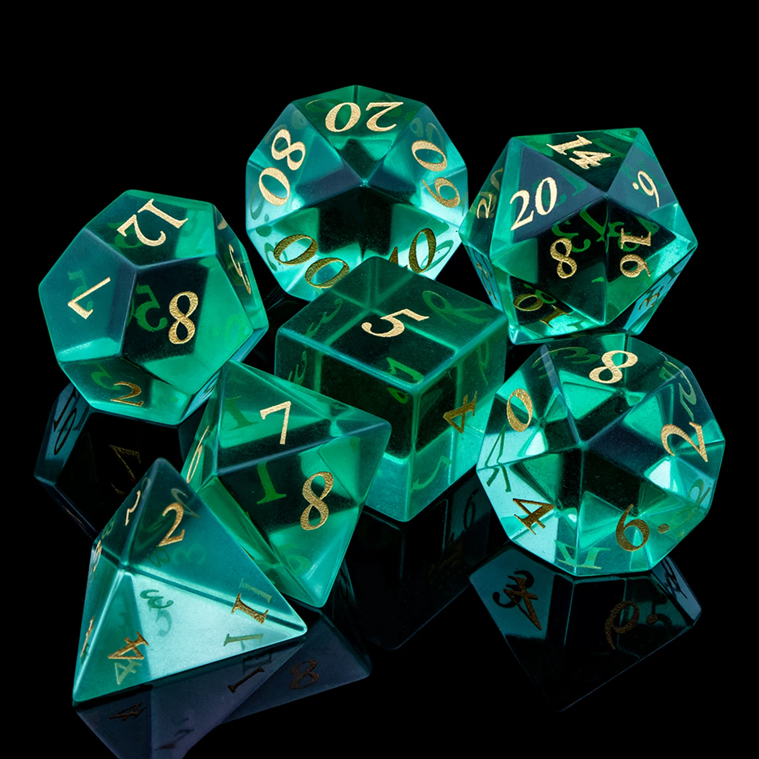 Dnd Green Sharp Edge Polyhedral Crystal Stone&Gem D and D Dice Set For ...