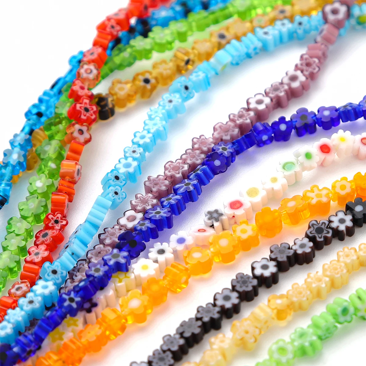 Colorful Flowers Lampwork Beads Glazed Glass Beads for DIY Bracelet ...