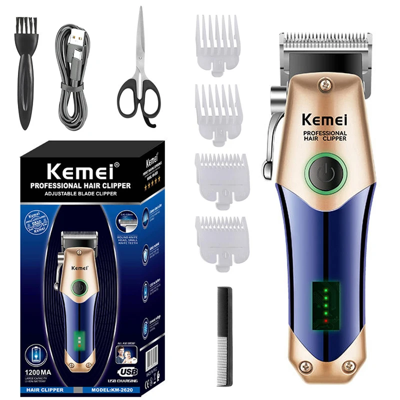 Kemei recarregável máquina de cortar cabelo sem fio barba & aparador de cabelo para homens ...