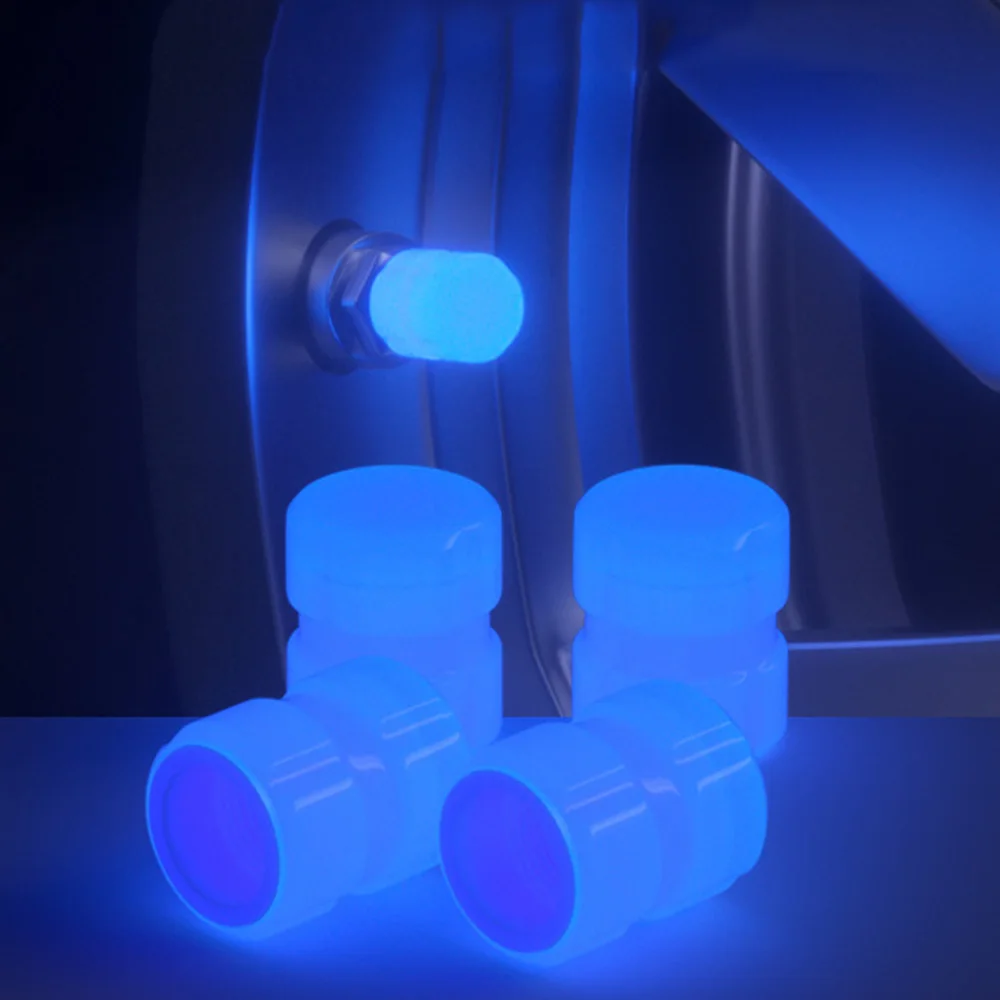 Luminous Valve Caps Fluorescent Green Blue Night Glowing Car Motorcycle ...