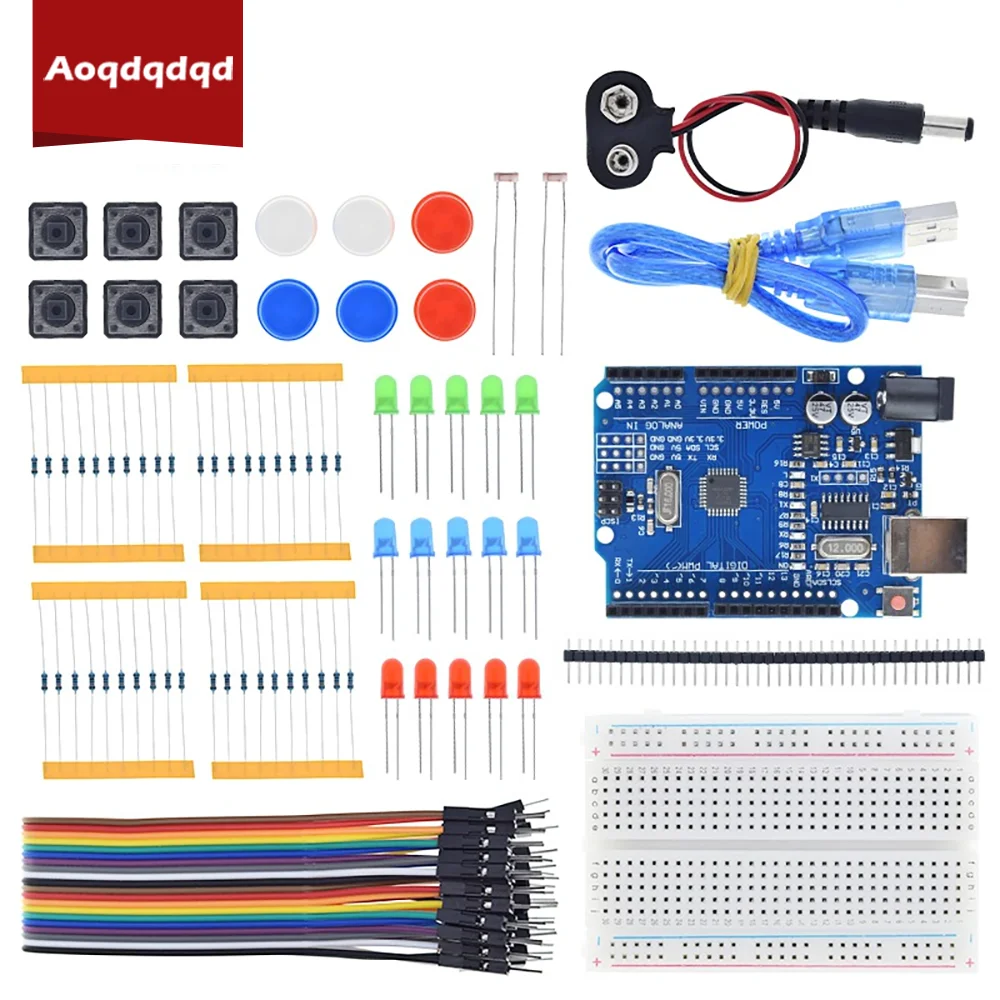 Kit Dasar Pemula untuk Arduino UNO R3 Resistor LED Dioda Cahaya Papan ...