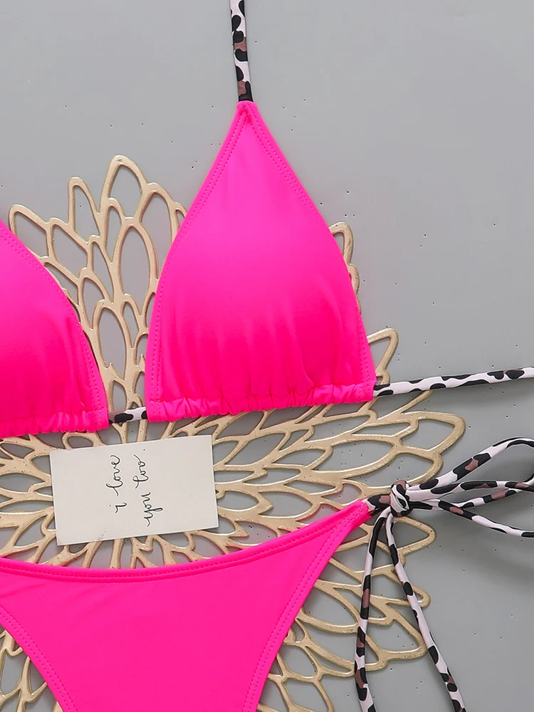 Sexy Leopard Women’s Beach Bikini 2026 Swimsuit Halter Tie Micro Thong ...