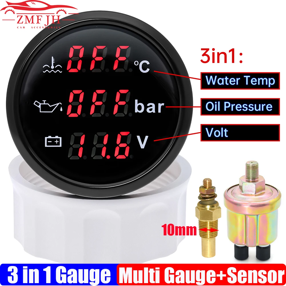 3-In-1-Digital-52mm-Gauge-with-Alarm-0-120-Water-Temperature-Gauge-Oil ...