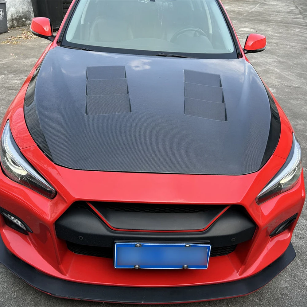 Carbon-Fiber-Fibre-Front-Engine-Hood-Vent-Bonnet-For-Infiniti-Q50-2014 ...