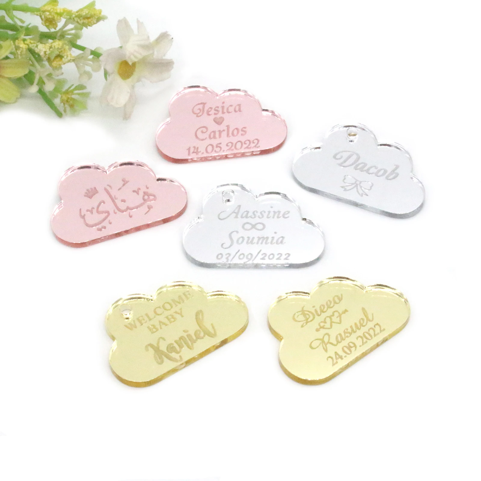 30/50/100pcs Personalized Engraved Name Cloud Shaped Tag Custom LOGO ...