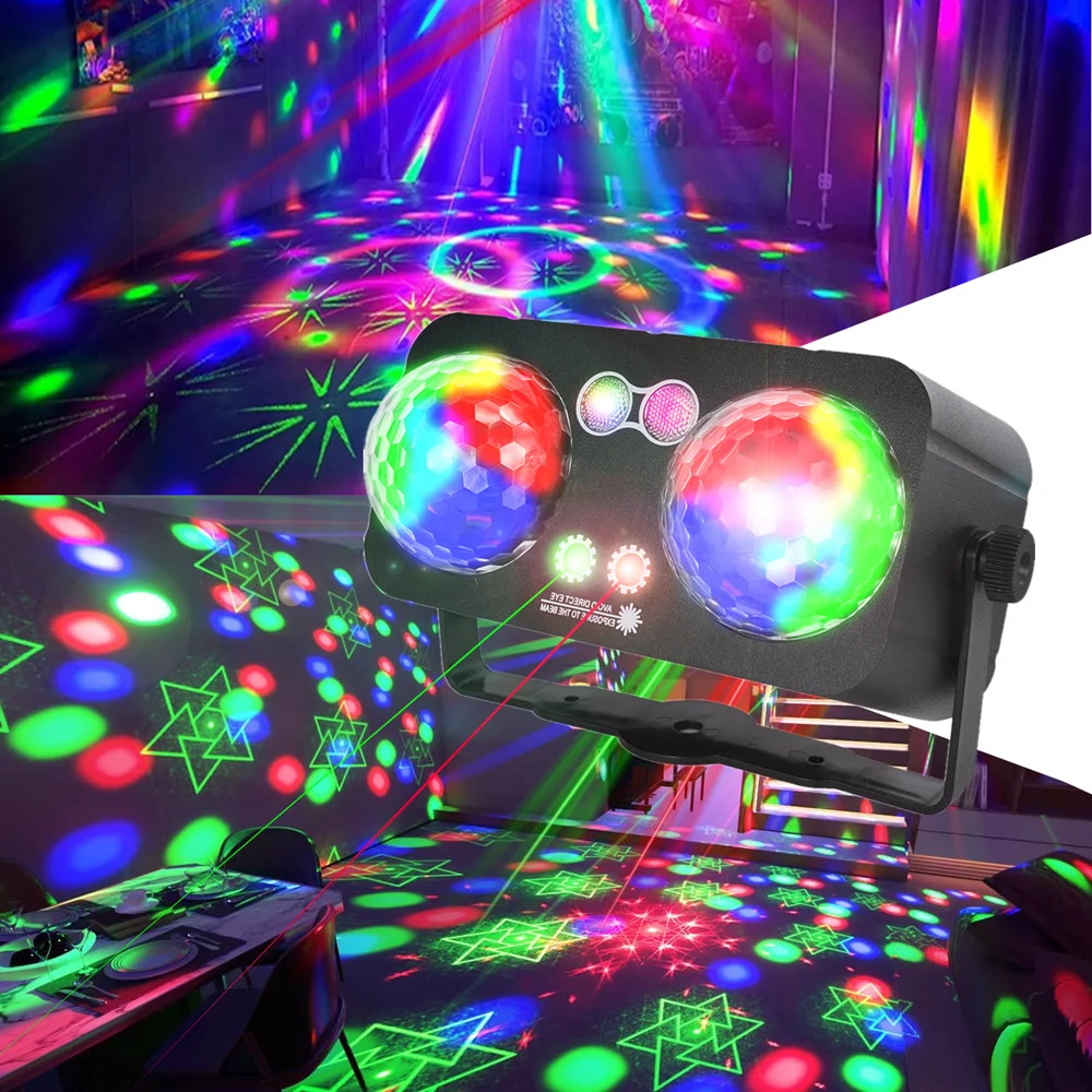 2 Disco Ball Lights with Pattern Projection and Sound Control, Remote ...