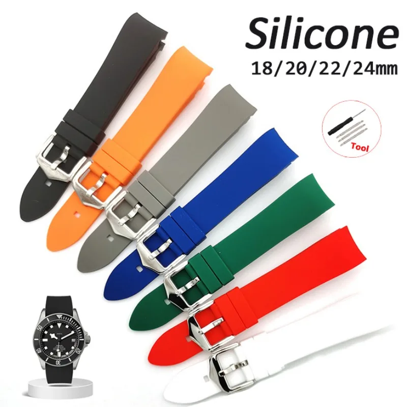 Soft-Rubber-Silicone-Strap-18mm-20mm-22mm-24mm-Watch-Straps-Waterproof ...