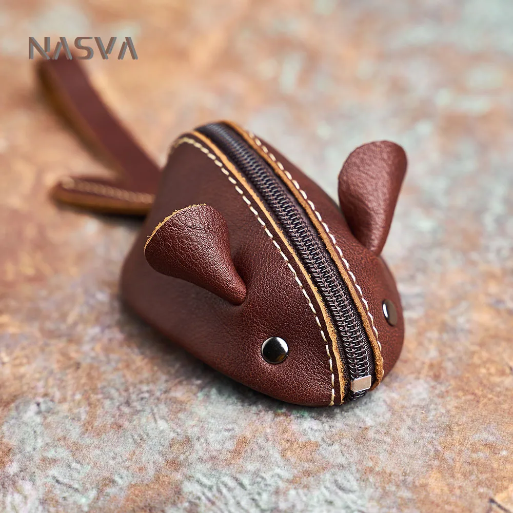 NASVA-Genuine-Leather-Big-Coin-Purse-Creative-Lovely-Rat-Zipper-Key ...
