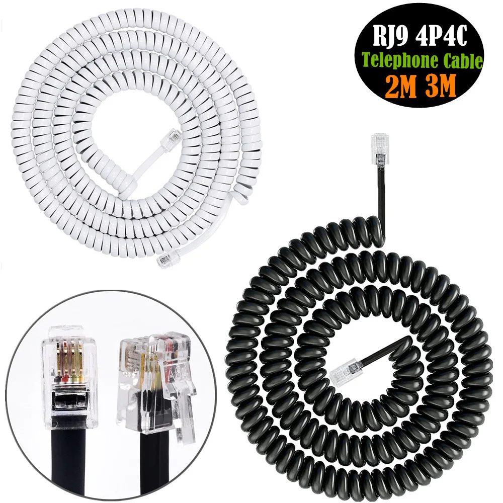 RJ9-4P4C-Telephone-Accessory-Phone-Cord-Landline-Uncoiled-Coiled ...
