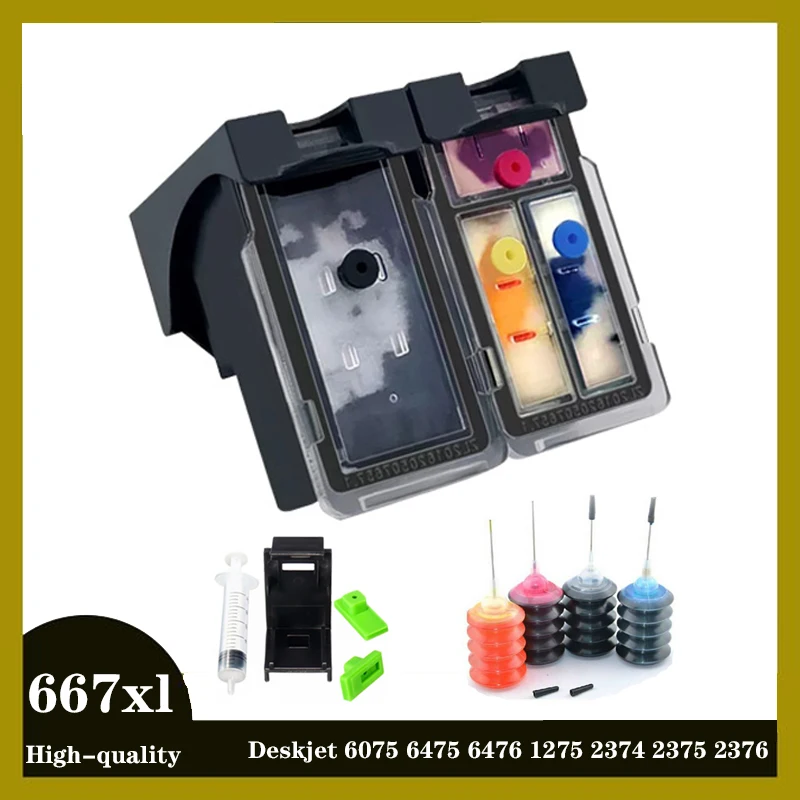 Cartucho-de-tinta-recargable-667XL-para-impresora-HP667-667-XL-Deskjet ...