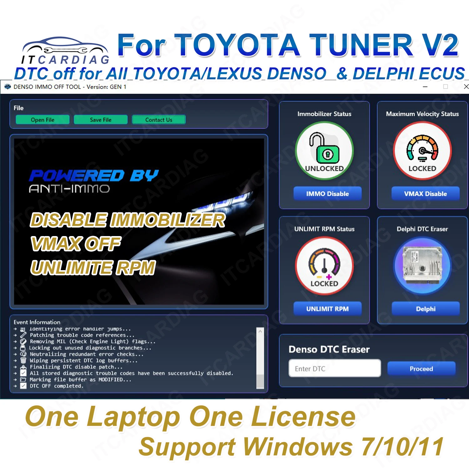 For TOYOTA TUNER V2 DTC OFF for TOYOTA / LEXUS DENSO / DELPHI ECUS ...