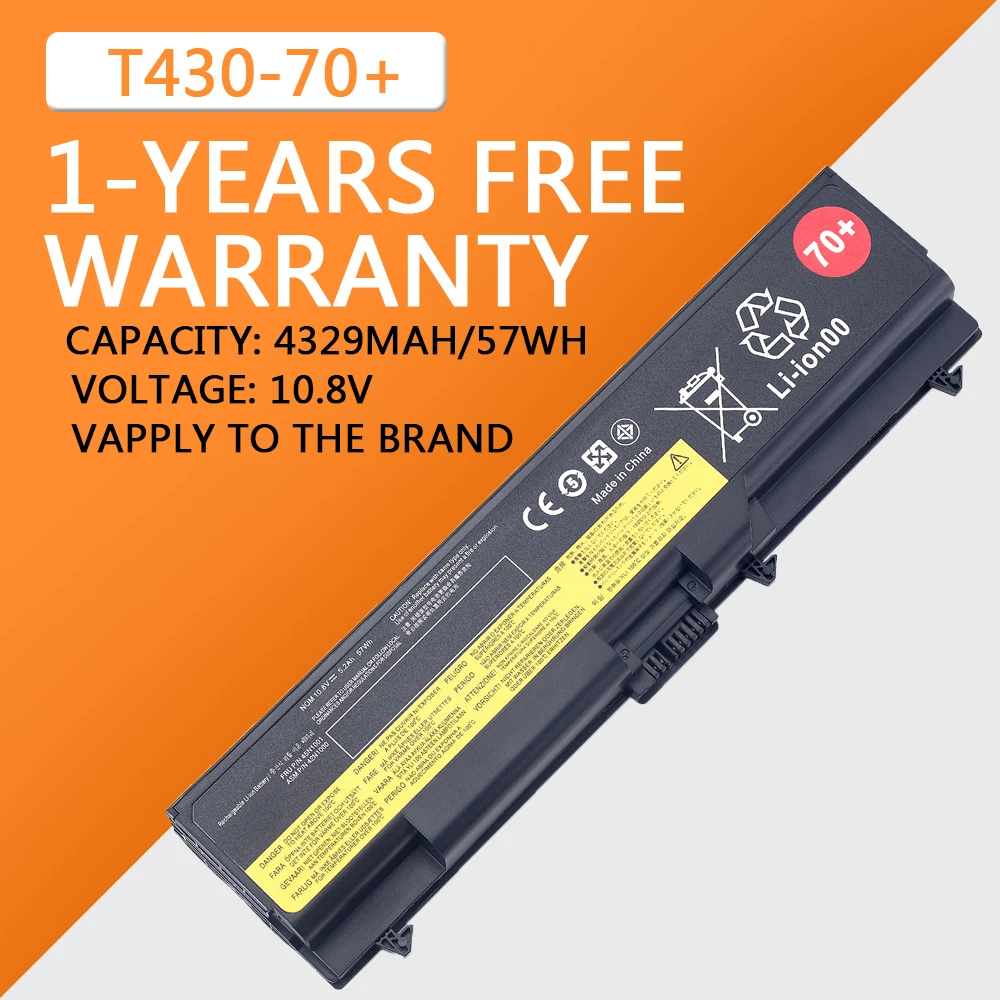 4760mAh 57Wh Laptop Battery 70+ For Lenovo ThinkPad T430 T410 T410i ...