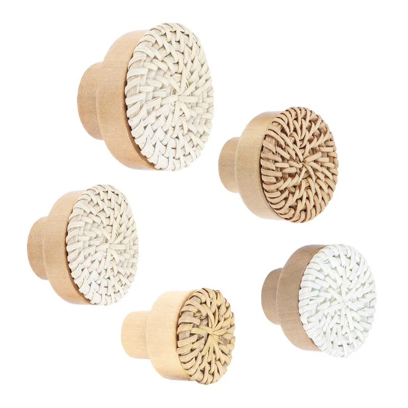 2Pcs-Rattan-Wooden-Drawer-Knob-Home-Decor-Handmade-Cabinets-Furniture ...