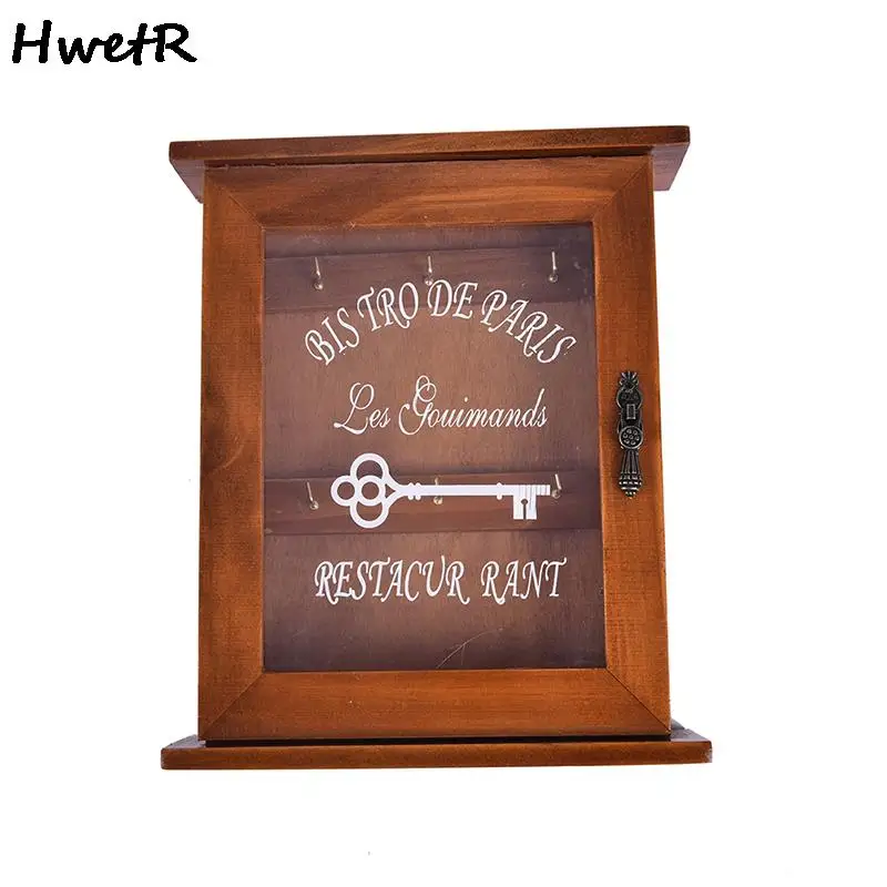 European Style Wooden Key Holder Box With 6 Hooks Wall Mounted Handmade ...