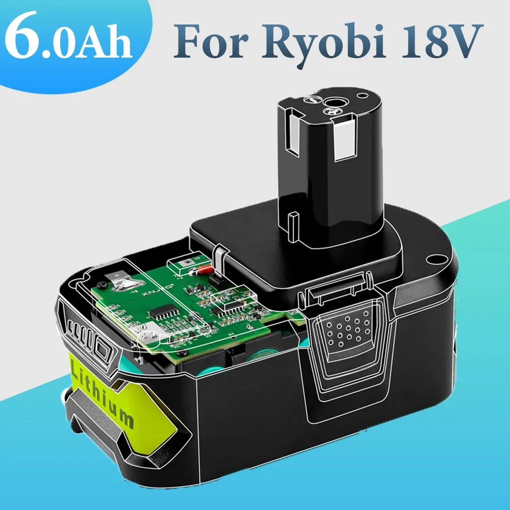 18V-6000mAh-Rechargeable-Battery-for-Ryobi-ONE-Power-Tool-Sutible-for-BPL1820-P108-P109-P106 ...