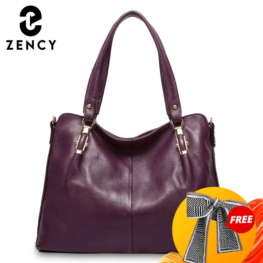 Zency-100-Genuine-Leather-Handbag-Luxury-Purple-Women-Shoulder-Bag-Fashion-Tote-Hobos-Purse ...