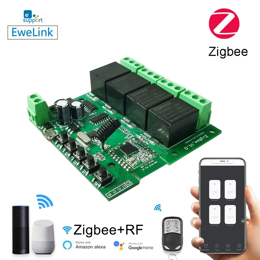 Relé inteligente Zigbee eWelink para Hub de enlace 2mqtt, módulo de interruptor de Motor de 4 ...
