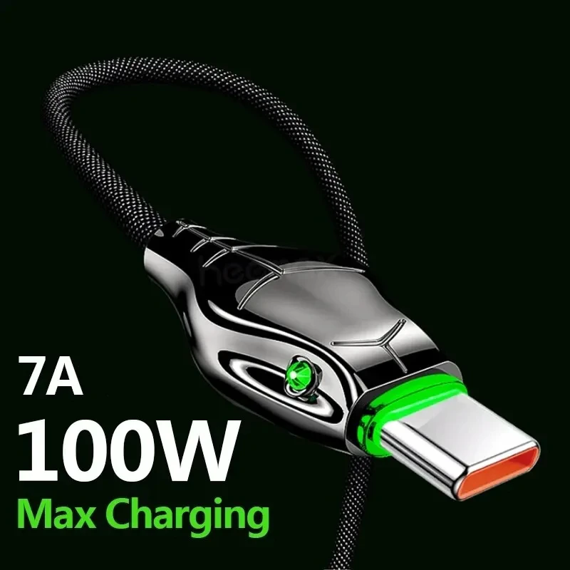 100W-type-c-cable-7A-Super-Fast-Charging-Indicator-Light-Data-Cable-For ...
