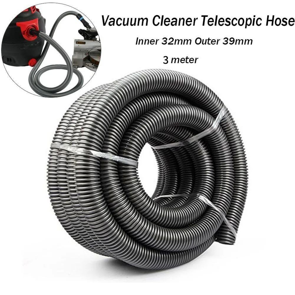 Black Telescopic Vacuum Cleaner Hose Extra Long Pipe Tube 32mm Inner ...