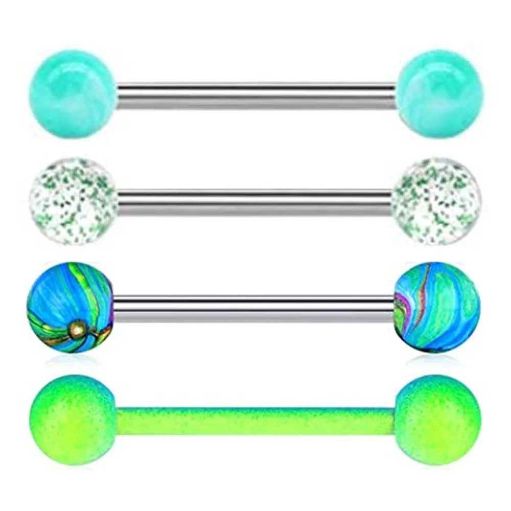 1PCS-4PCS-Green-Blue-Acrylic-Balls-Tongue-Barbell-Splatter-316L ...