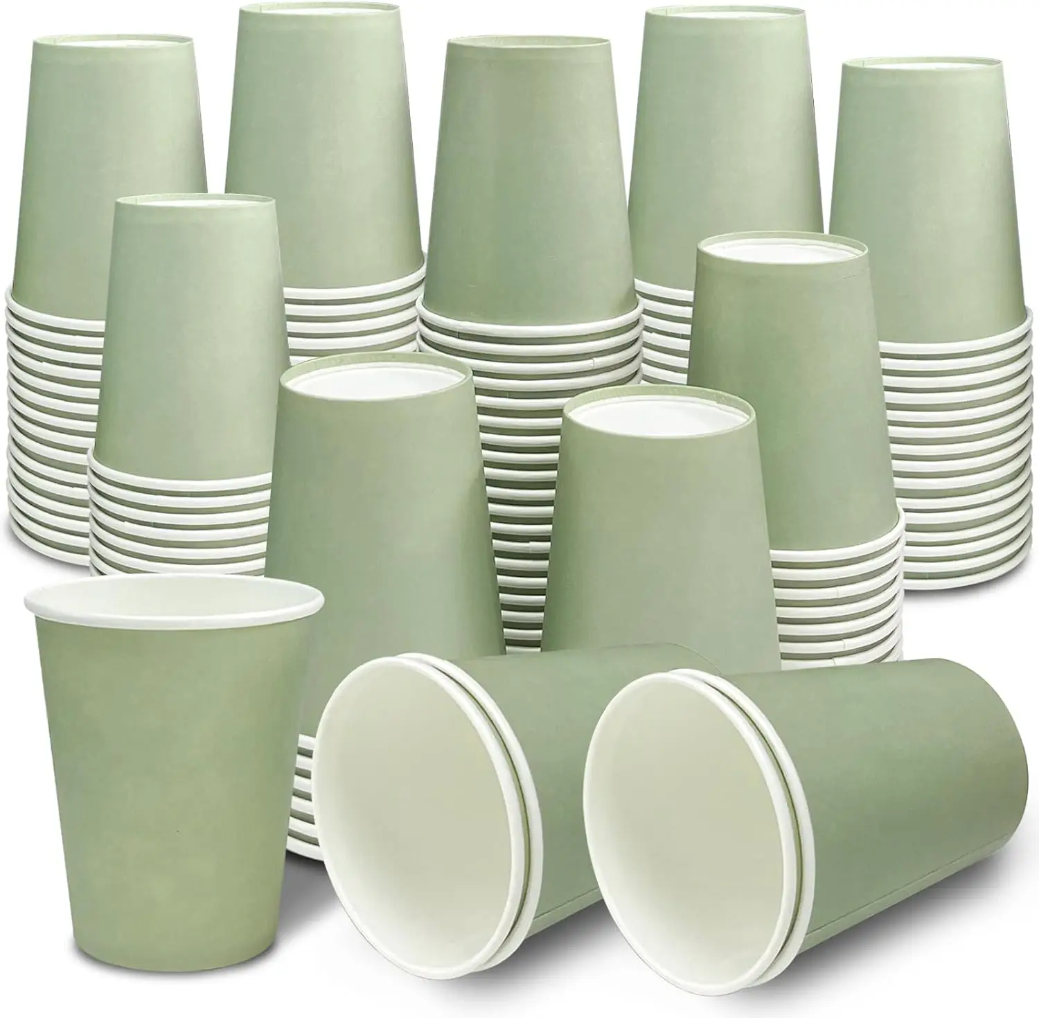 100PCS-Greenery-Paper-Cup-9oz-Disposable-Coffee-Paper-Cups-for-Sage ...