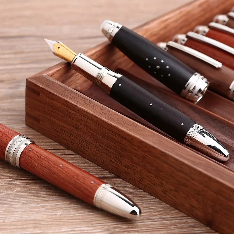 Majohn M1000 Handmade Wooden Fountain Pen BOCK Nib Rivet Pearl Top ...