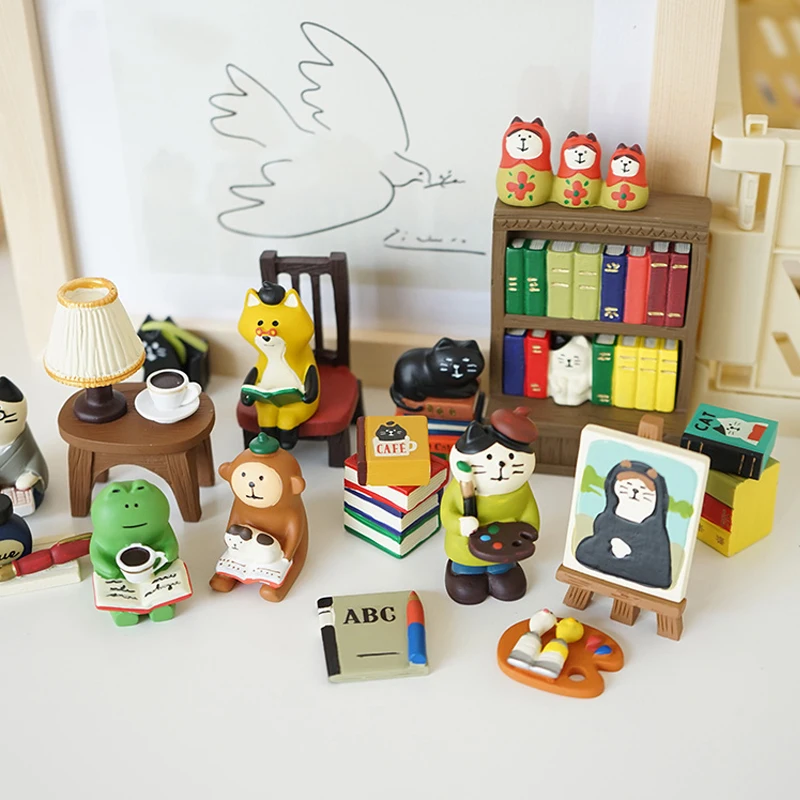 Japan Zakka Decole Cat Bookstore Scene Decoration Bookshelf Decorationt Collectible Home Decor ...