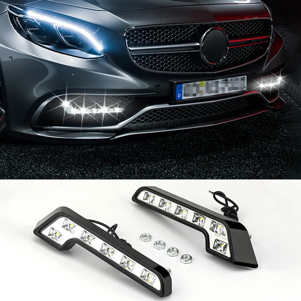 2-Pack-Ultra-White-6-LED-Car-12V-Daytime-Running-Lights-Driving-Fog ...