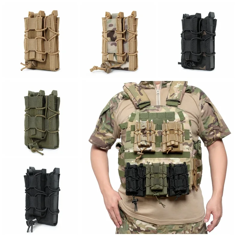 MOLLE Single Double Mag Pouch 5.56 9mm Magazine Holder with Quick ...