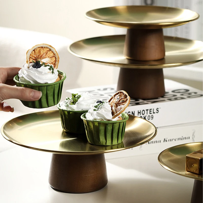 High-Foot-Tray-Nordic-Stainless-Steel-Fruit-Plate-Silver-Gold-Cake ...