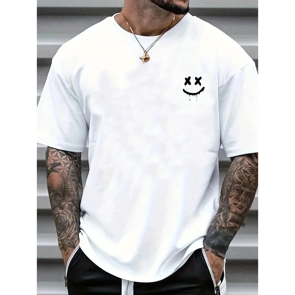 Smile-Print-T-Shirt-for-Men-s-Casual-Crew-Neck-Short-Sleeve-Fashion ...