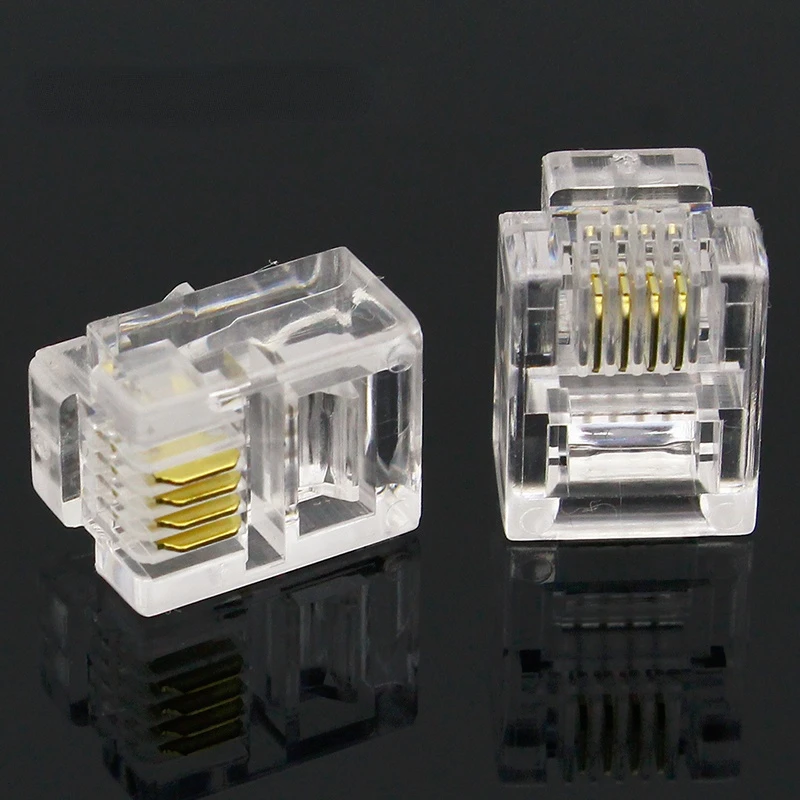 100Pcs-4P4C-4-Pins-4-Contacts-RJ10-Telephone-Modular-Plug-Jack-RJ10 ...
