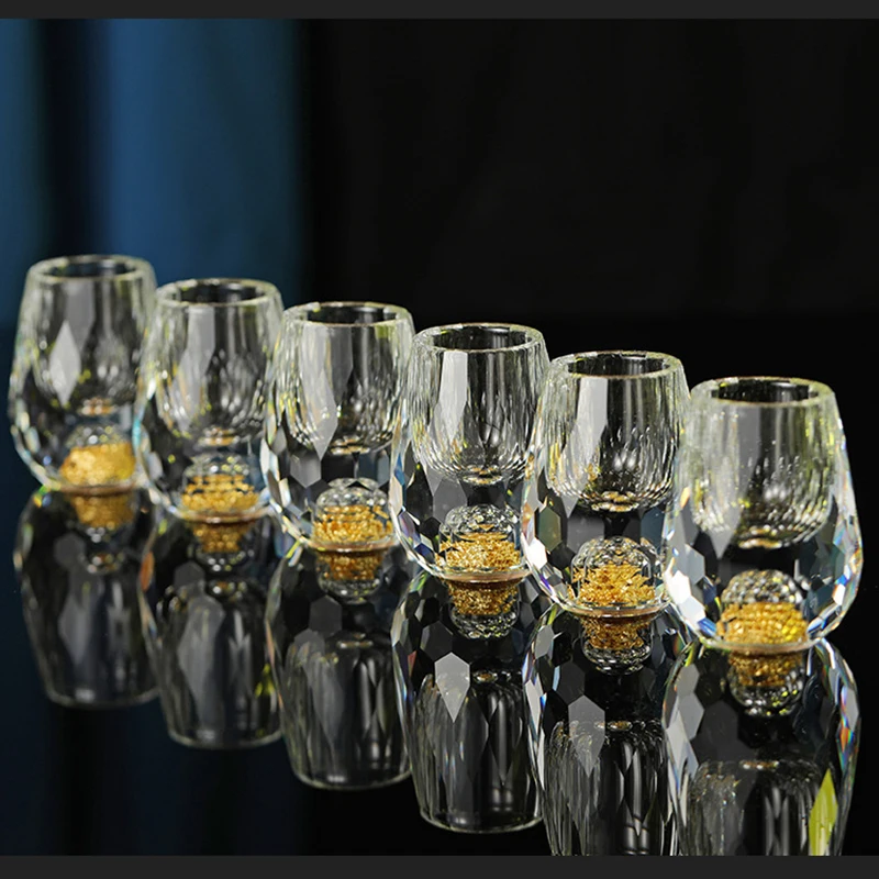 Crystal Shot Glass 6pcs set Luxury Gold Foil Bottom Diamond Painting ...