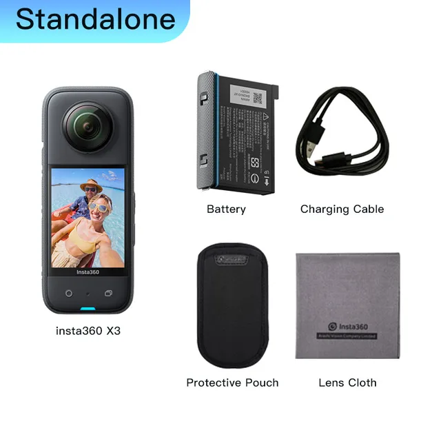 Insta360-Cámara de acción X3, 5,7 K, 360 4K/30, 72MP, Streaming en vivo, casco impermeable de ...