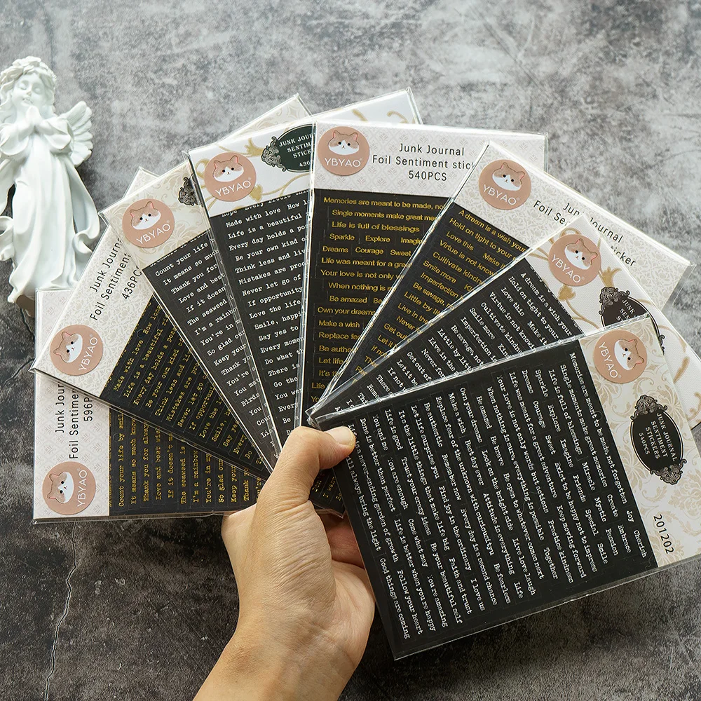 8 Sheet Sentiment Phrase Stickers Junk Journal Ephemera Vintage ...