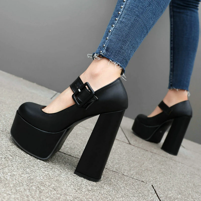 2024-New-Women-High-Heel-Shoes-Platform-Square-High-Heel-Ladies-Pumps ...