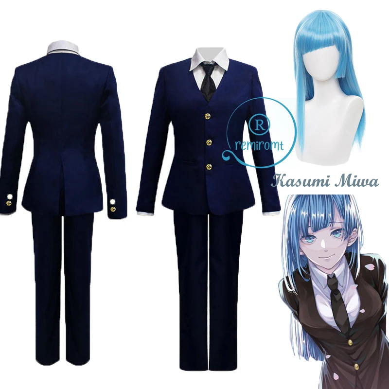 Miwa kasumi uniforme ternos jujutsu kaisen anime cosplay traje azul ...