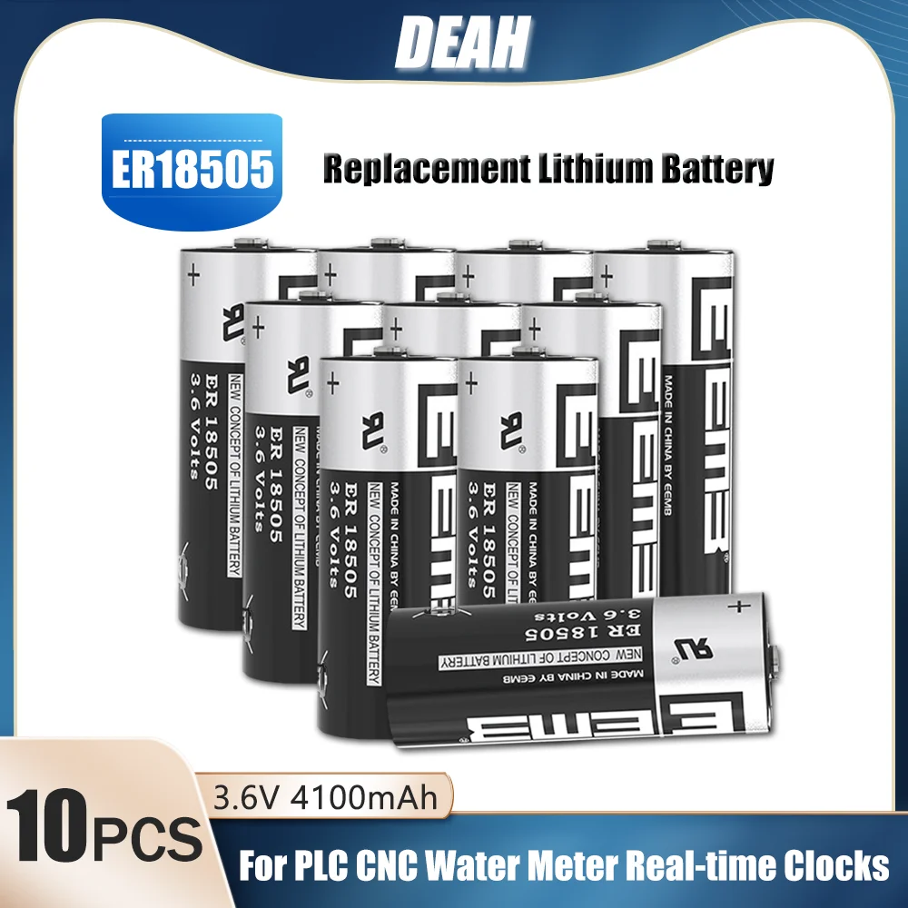 10pcs 3.6v 4100mah Er18505 Er 18505 Replacement Lithium Battery For Plc ...
