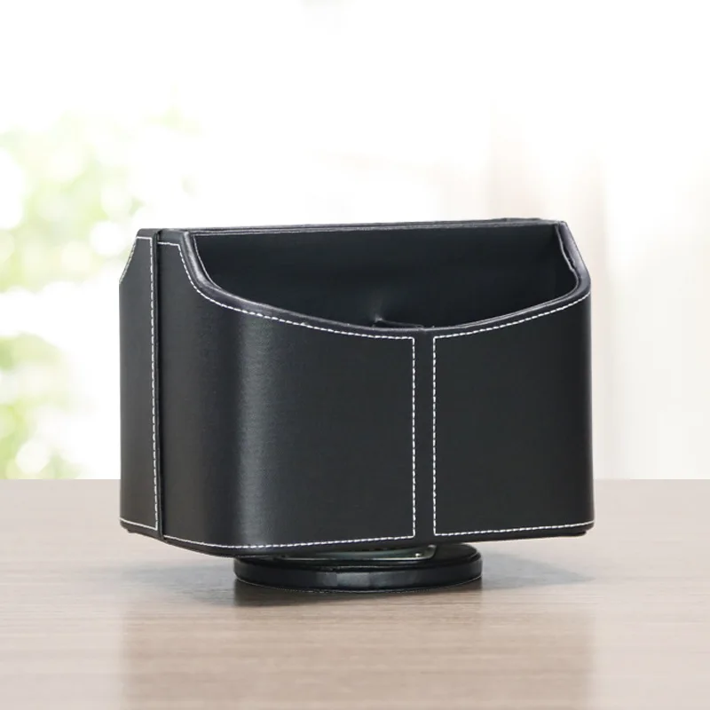 Leather Remote Control Holder,360 Degree Spinning Desk TV Remote Caddy ...