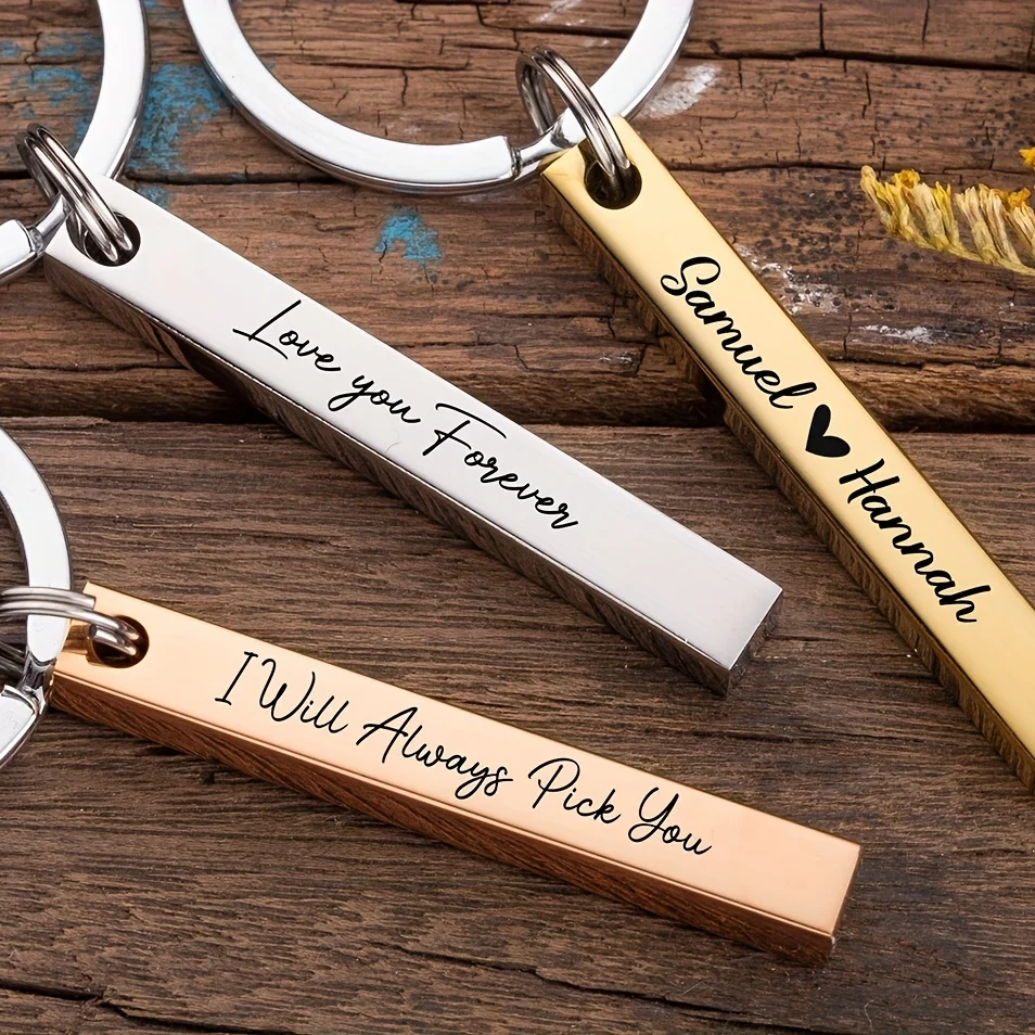 Customized-Name-Key-Chain-for-Women-Men-Stainless-Steel-Bar-Key-Ring ...