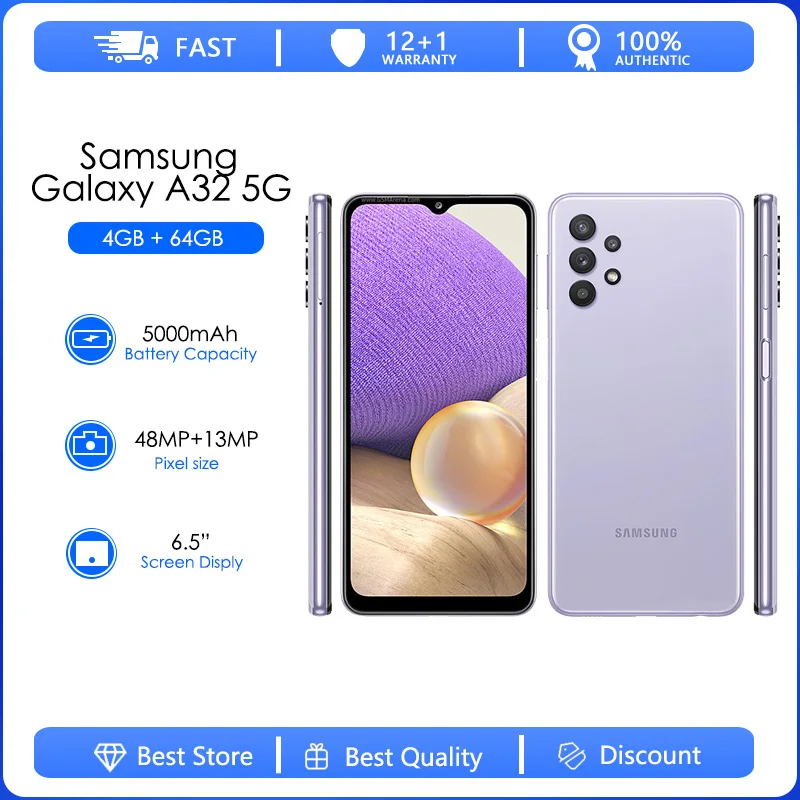 Samsung 携帯電話Galaxya32 5g a326b a326u,6.5インチ画面,スマートフォン,4Gb RAM,64Gb rom ...