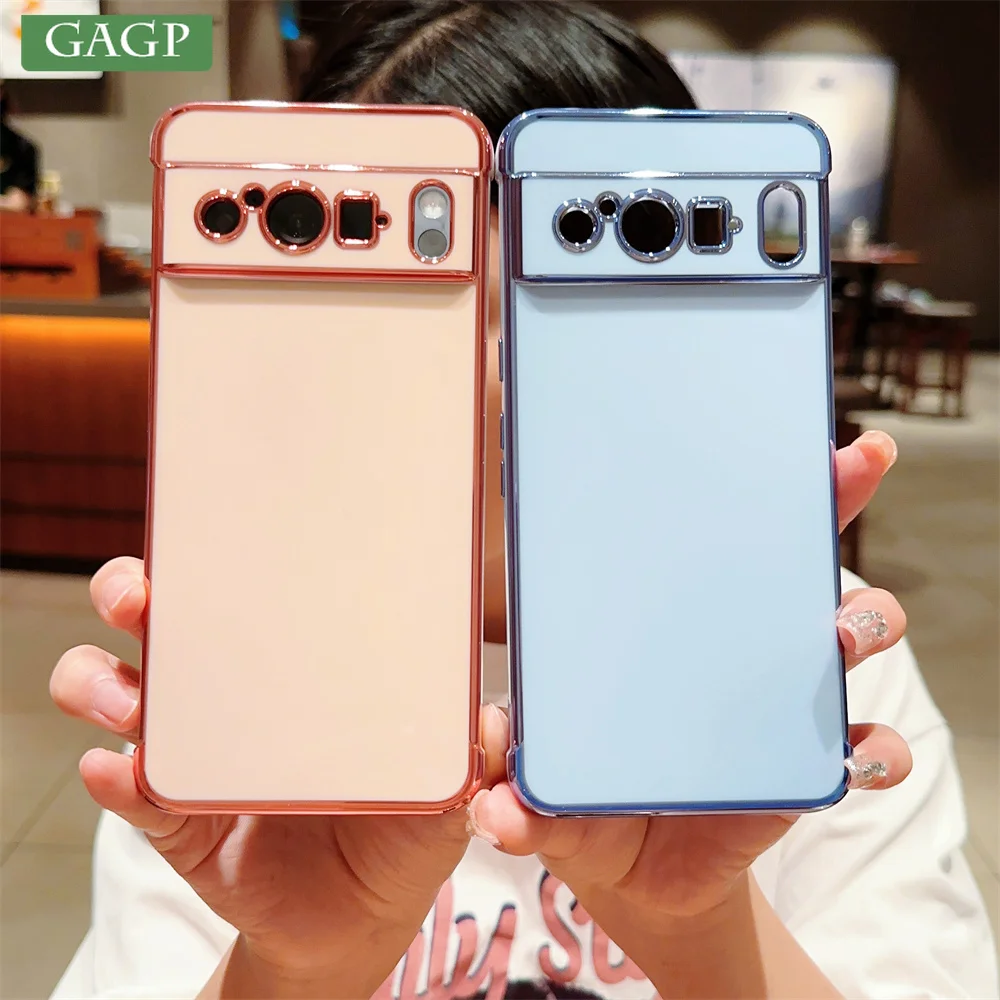 Fashion Solid Color Plating Phone Case For Google Pixel 8 Pro 7 A Soft ...