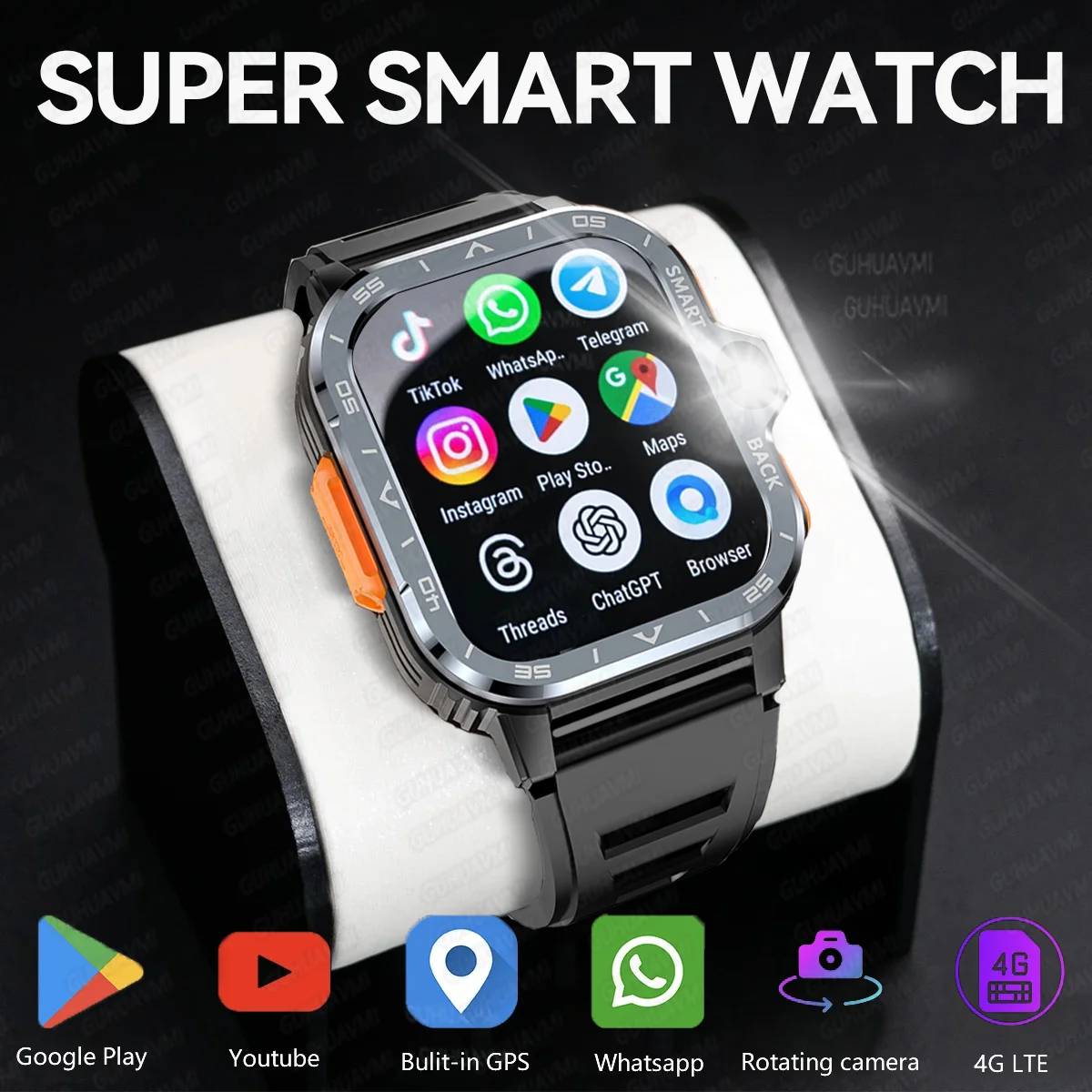 For-Xiaomi-IOS-PGD-SmartWatch-4G-LTE-GPS-Wifi-SIM-Card-NFC-Dual-Camera ...