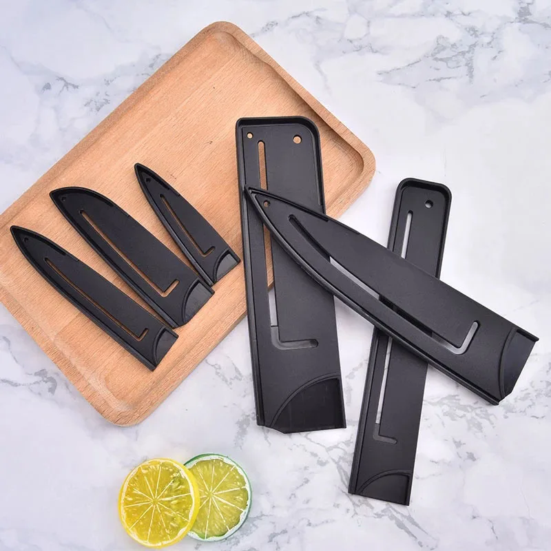 Black Chef Knife Sheath Kitchen Plastic Knife Covers Knife Sleeve Blade ...