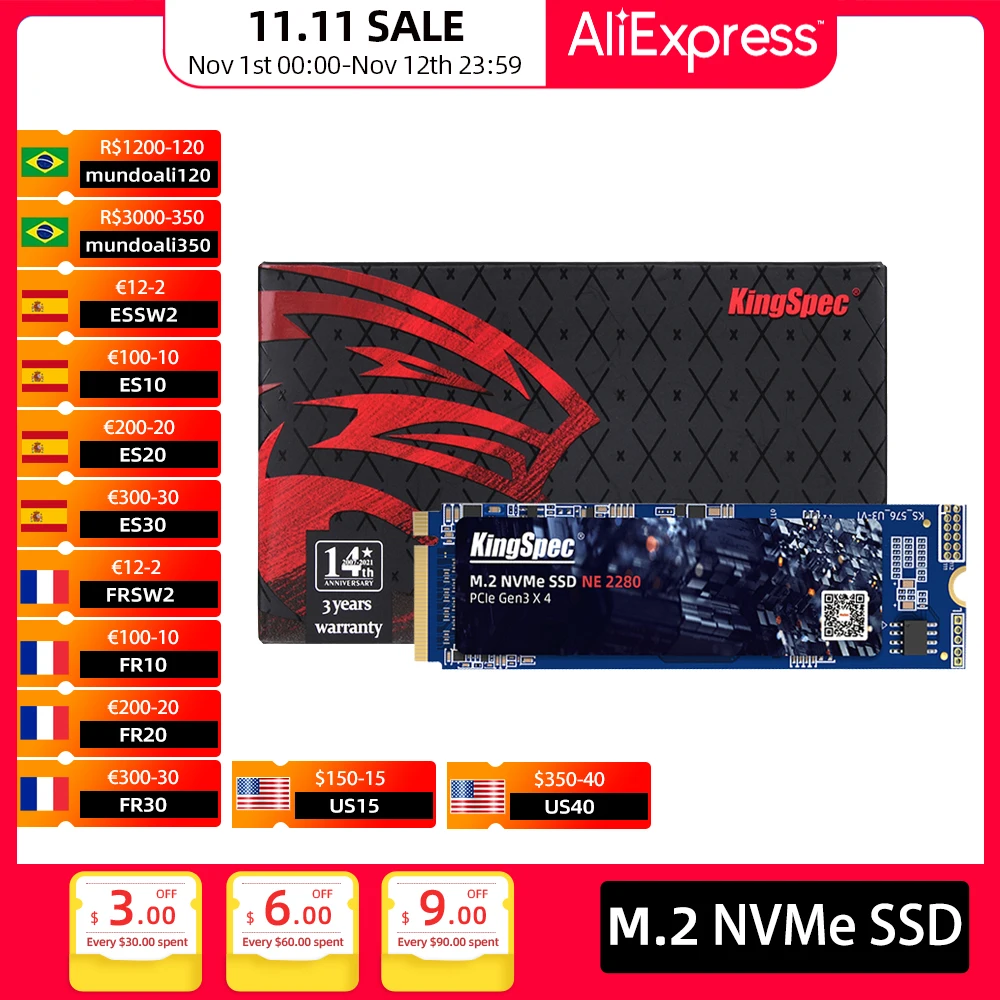 Hot Kingspec M.2 Nvme Ssd M2 1tb Pcie Nvme Ssd 128gb 512gb 256gb 2tb Solid State Drive 2280 ...
