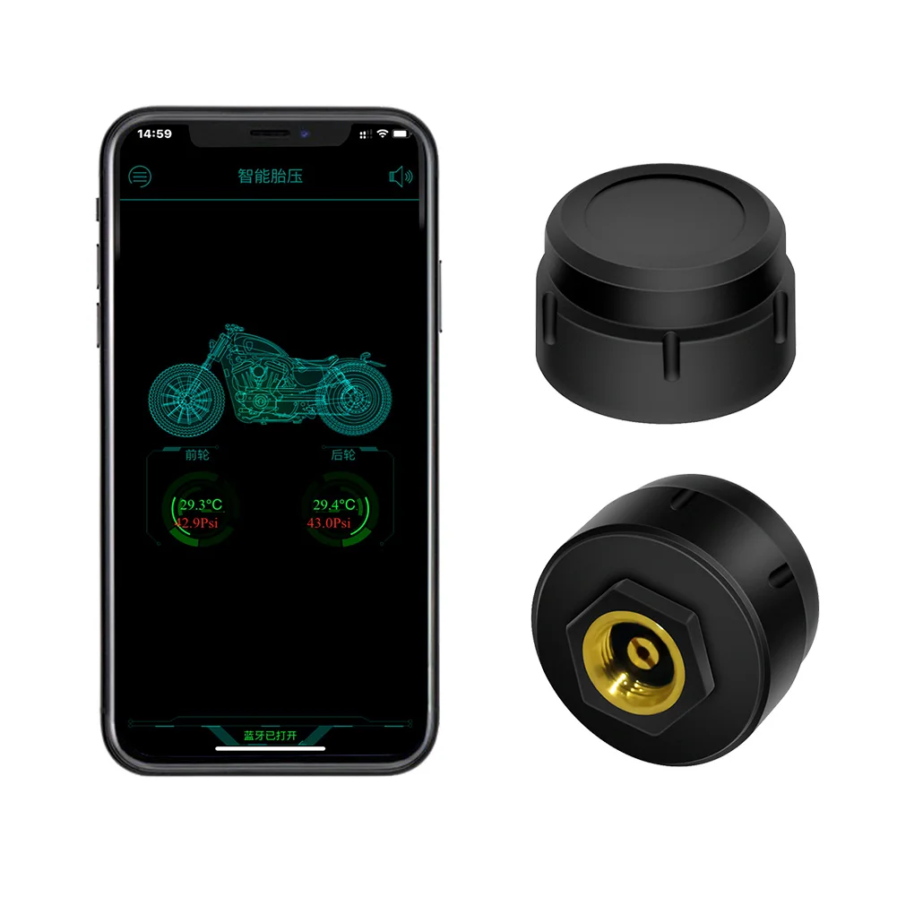 Bluetooth 5.0 Motorcycle TPMS Tire Pressure Sensors Android/IOS Moto ...