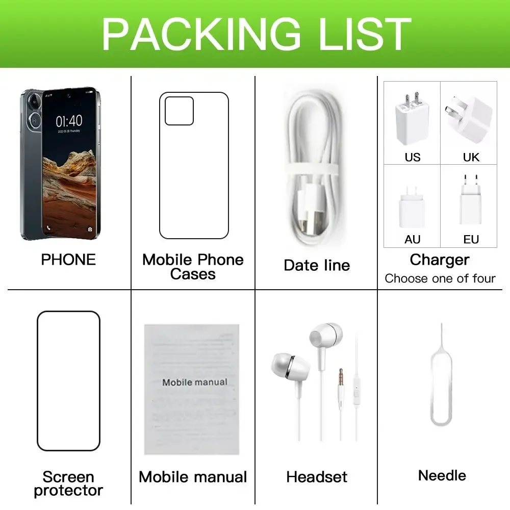 XS15 Pro Smartphone Tela Cheia, 16GB + 1TB, 6,8 \ - Ofertão Mais