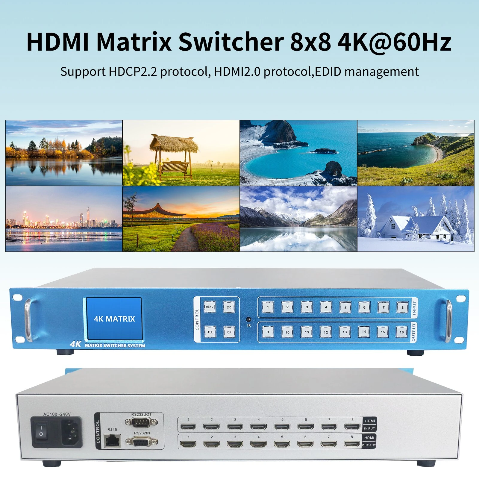 HDMI Matrix Switcher 8x8 4K60Hz Professional Rack HDMI Matrix Switch ...