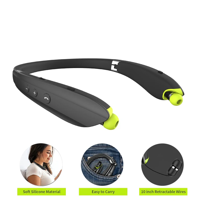 New-Foldable-Retractable-Neckband-Bluetooth-Headphone-Earphone-For ...