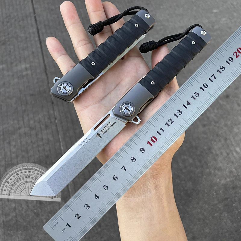 SHOOZIZ Folding Pocket Knife G10 Handle with Flipper 3.74" SANDVIK ...